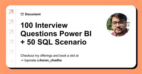 Karan Chadha On Linkedin 100 Interview Questions Power Bi 50 Sql