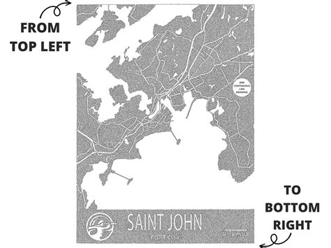 Saint John One Line Map Print New Brunswick Map Saint John Art