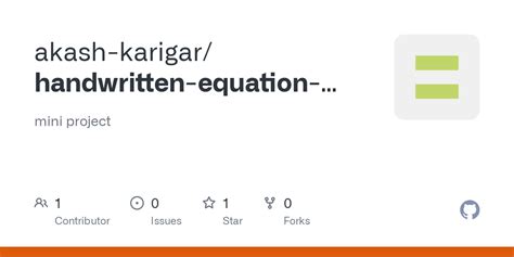 GitHub Akash Karigar Handwritten Equation Solver Mini Project