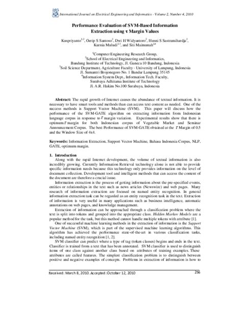Pdf Performance Evaluation Of Svm Based Information Extraction Using