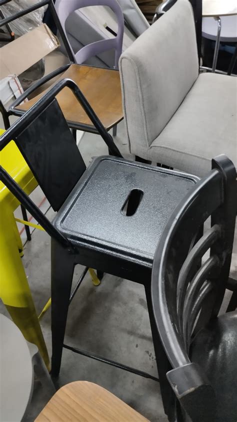 Industrial Style Steel High Bar Stool Black Colour Keluli Gaya