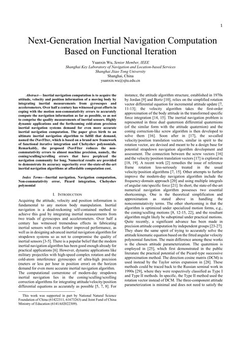 Pdf Next Generation Inertial Navigation Computation Based On Functional Iteration