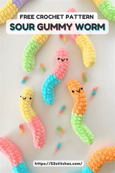 No Sew Free Gummy Worm Crochet Candy Pattern 53stitches Love Knitting