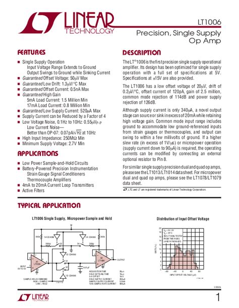 Datasheet Lt1006 Datasheet Linear Technology
