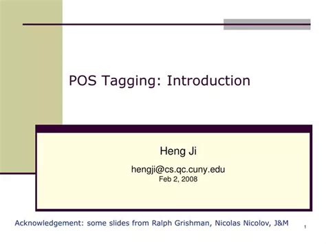 PPT POS Tagging Introduction PowerPoint Presentation Free Download ID