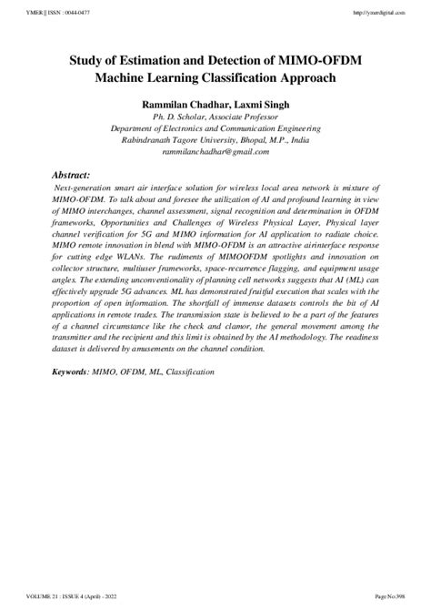 Pdf Mimo Ofdm And Machine Learning For 5g Wireless Networks