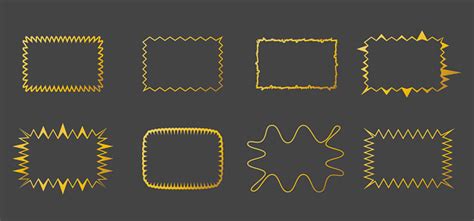 Set Of Torn And Wavy Frames Wave Curve Edge Shape Zig Zag Edge