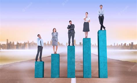 Premium Photo Composite Image Of Business People Standing On Bar
