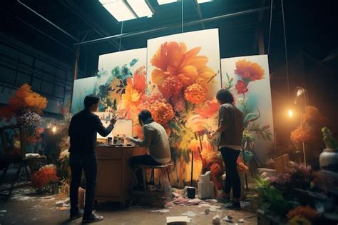premium photo artists collaborating on a multimedia project in
