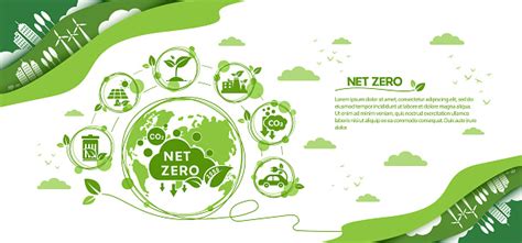 넷 제로와 탄소 중립 개념 온실가스 순배출 제로 목표 녹색 순 제로 아이콘과 함께 기후 중립 장기 전략과 세계와 녹색 도시에