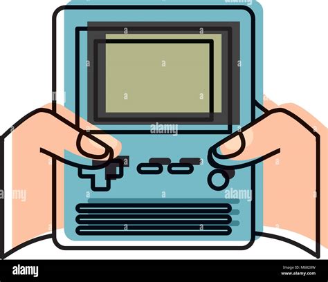 Hands Holding Retro Video Game Console Vector Illustration Stock Vector Image And Art Alamy