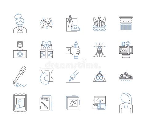 Creative Professions Outline Icons Collection Artist Photographer