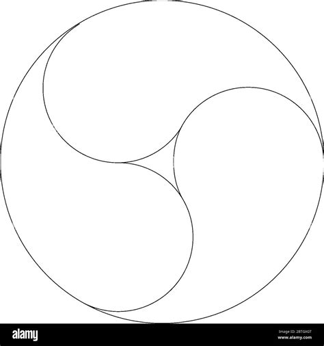Trois demi cercle à l intérieur d un grand cercle faisant une forme géométrique un dessin de