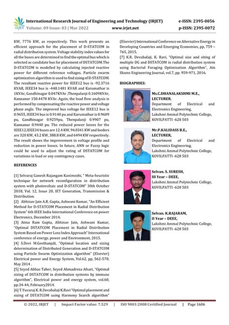 Optimal Siting And Sizing Of D Statcom Using Particle Swarm