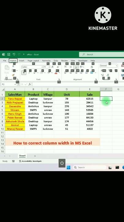 Excel Mein Column Width Ko Keyboard Shortcut Se Kaise Sahi Karein ️📊