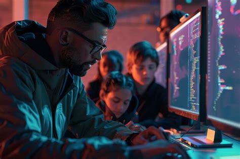 Babes Learning Coding With Teacher Premium AI Generated Image
