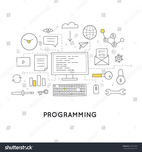 Doodle Process Coding Html Programming Flat Stock Vector Royalty Free Shutterstock