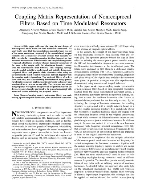 pdf coupling matrix representation of nonreciprocal filters based on