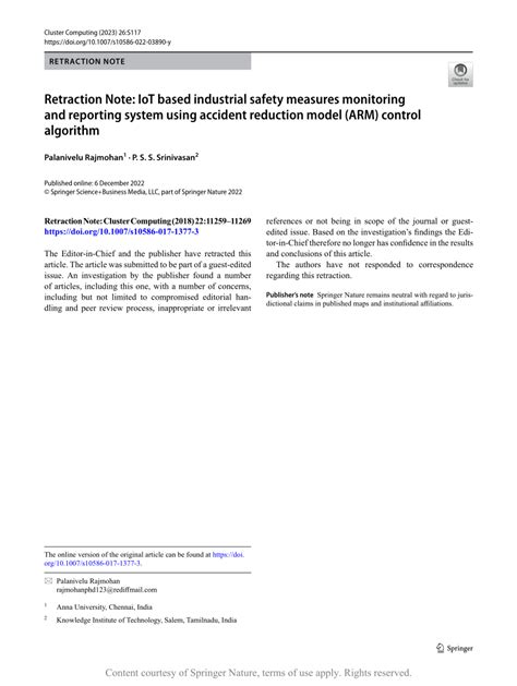 Retraction Note Iot Based Industrial Safety Measures Monitoring And