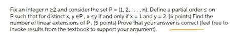 Solved Fix An Integer N 2 And Consider The Set P 1 2