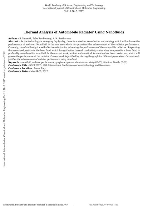 pdf thermal analysis of automobile radiator using nanofluids