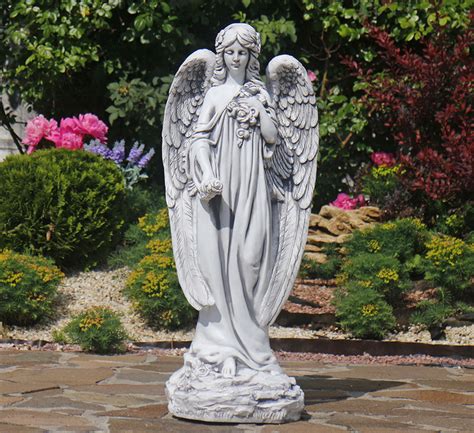 Садова фігура Ангел з трояндою 76х31х28 см Гранд Презент ССП12008 Сірий купить онлайн на Rozetka