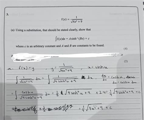 Further Maths A Level Integration Where Did I Go Wrong Rhomeworkhelp