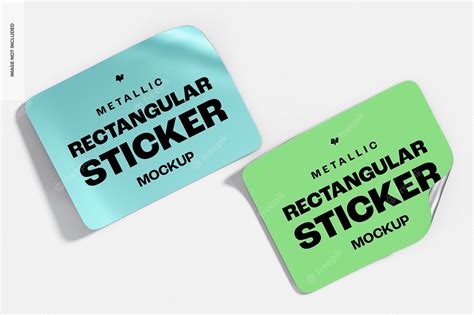 Premium Psd Metallic Rectangular Stickers Mockup