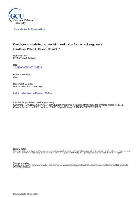 Pdf Bond Graph Modeling A Tutorial Introduction For Control Dokumen Tips