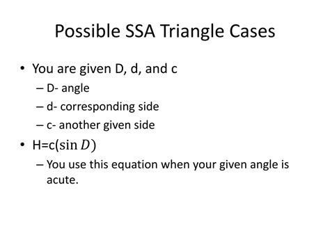 Ppt Understanding Ssa Triangles And The Law Of Sines A Comprehensive
