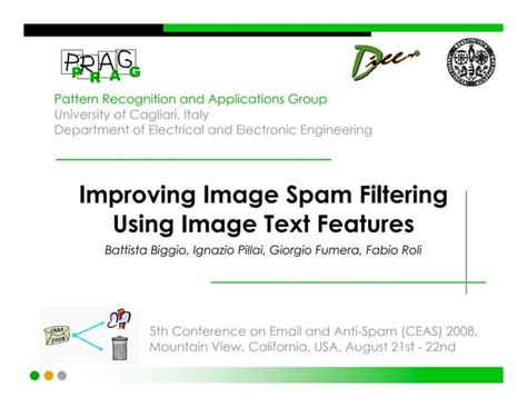 improving image spam filtering using image text features ppt
