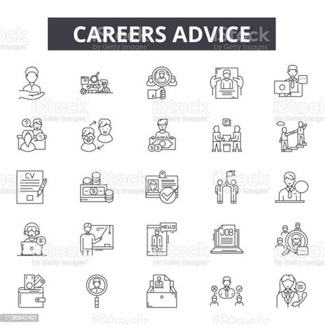 웹 및 모바일 디자인에 대 한 경력 조언 라인 아이콘 편집 가능한 스트로크 기호입니다 경력 조언 개요 개념 일러스트 1950 1959 년에 대한 스톡 벡터 아트 및 기타