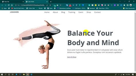 Girls Yoga Template Coding With Html And Css Youtube