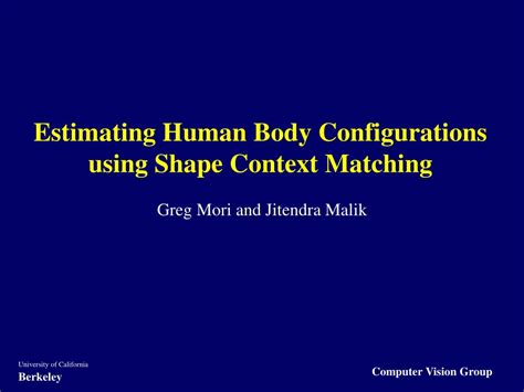 ppt estimating human body configurations using shape context matching