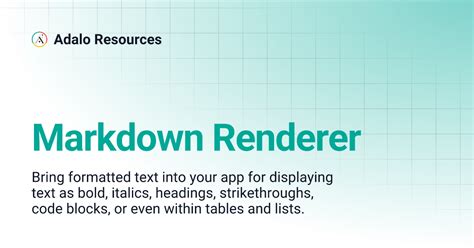Markdown Renderer Adalo Resources