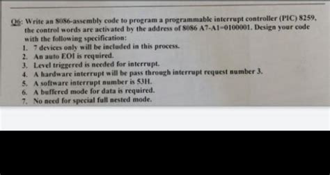 solved q6 write an 8086 assembly code to program a
