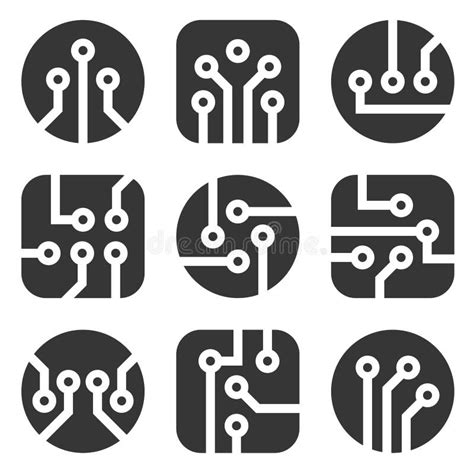 CPU And Chips Icons Set Vector Stock Vector Illustration Of Industrial Microchip