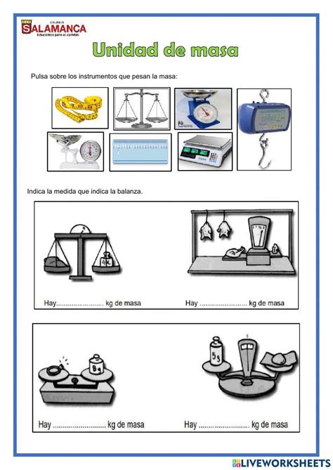 Unidad De Masa Interactive Worksheet Live Worksheets