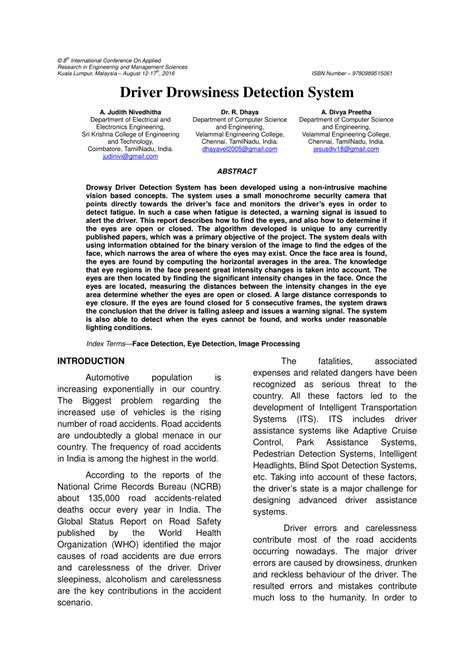 Pdf Driver Drowsiness Detection System