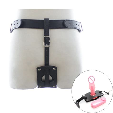 Pu Leather Vibrating Butt Plug Harness Male Chastity Belt Panties