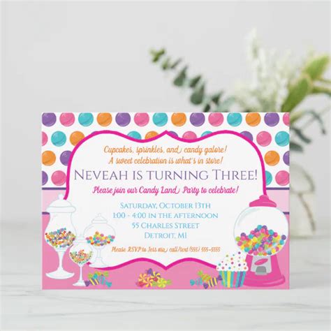 Candy Themed Birthday Party Invitation Zazzle