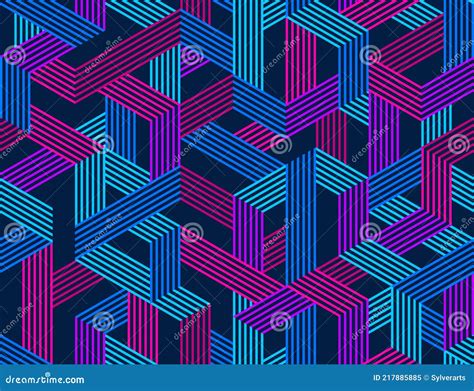 Seamless Isometric Lines Geometric Pattern D Cubes Vector Tiling Background Architecture And