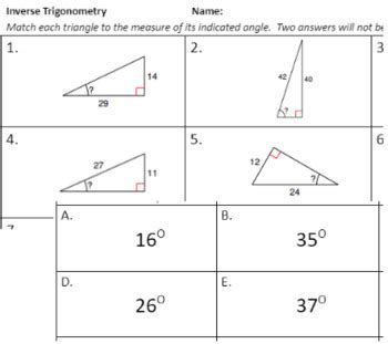 Inverse Trigonometry Matching Game By Heather Dooley TPT
