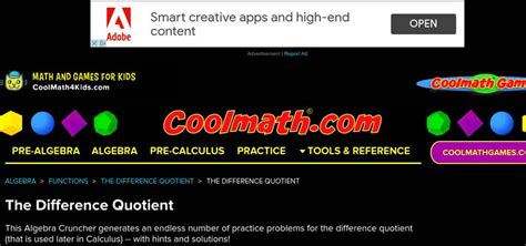 Coolmath The Difference Quotient Practice Exercises Interactive For
