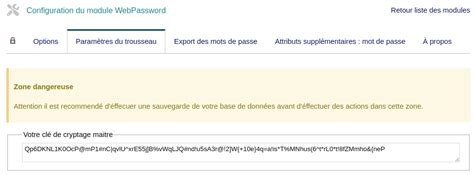 Module Dolibarr Initialisation Du Chiffrement Sur Le Module WebPassword Modules Dolibarr