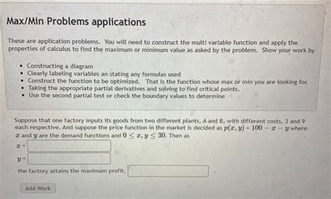 max min problems applications these are application