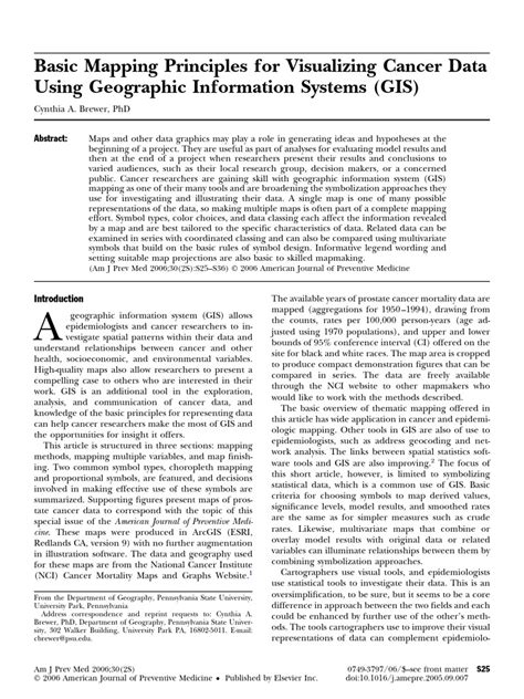 Basic Mapping Principles For Visualizing Cancer Data Using Geographic