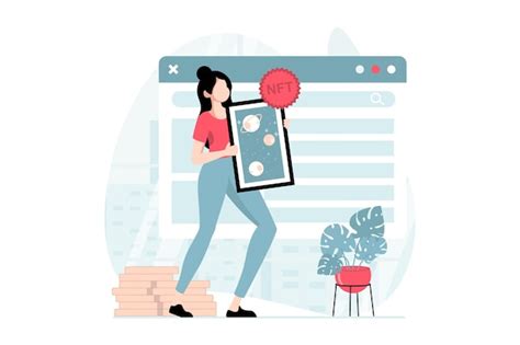 Premium Vector Nft Token Concept With People Scene In Flat Design