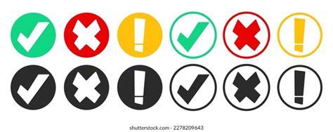 Set Check Mark Cross Exclamation Point Stock Vector Royalty Free