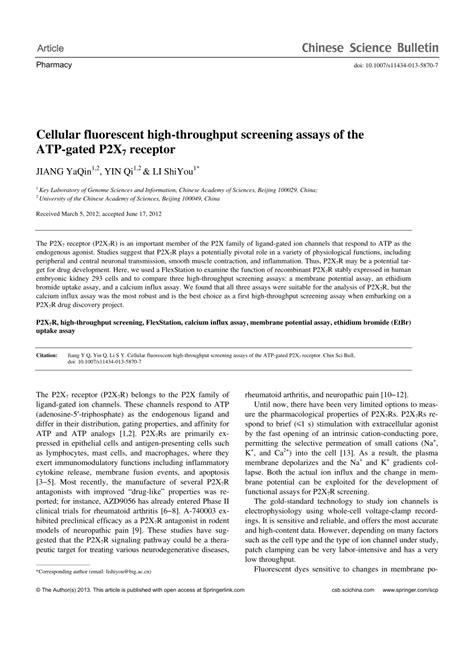 Pdf Cellular Fluorescent High Throughput Screening Assays Of The Atp